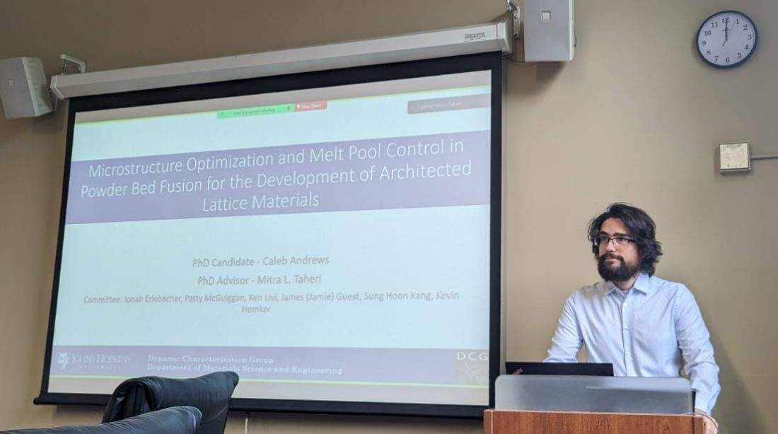 Caleb Andrews Defends Thesis: “Microstructure Optimization and Melt Pool Control in Powder Bed ...