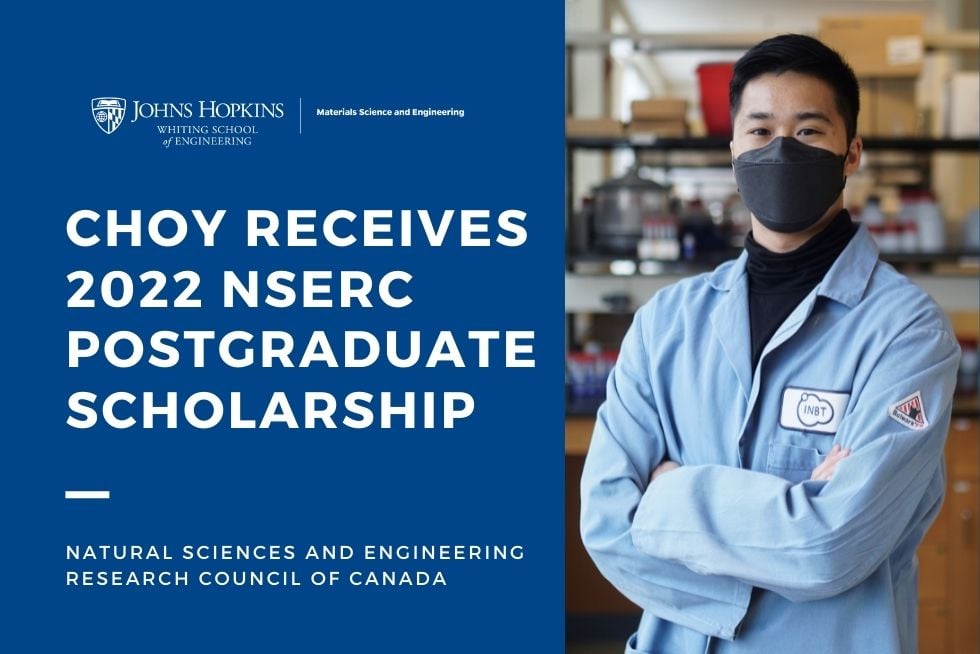 Joseph Choy named NSERC Postgraduate Scholar - Department of Materials ...